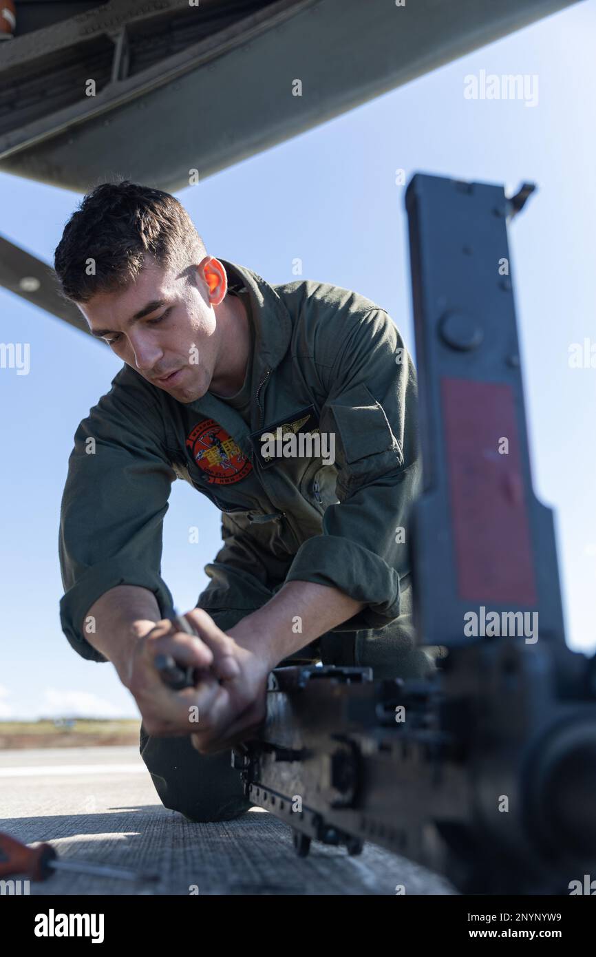 U.S. Marine Corps Cpl. Seth Smith, a crew chief assigned to Marine ...