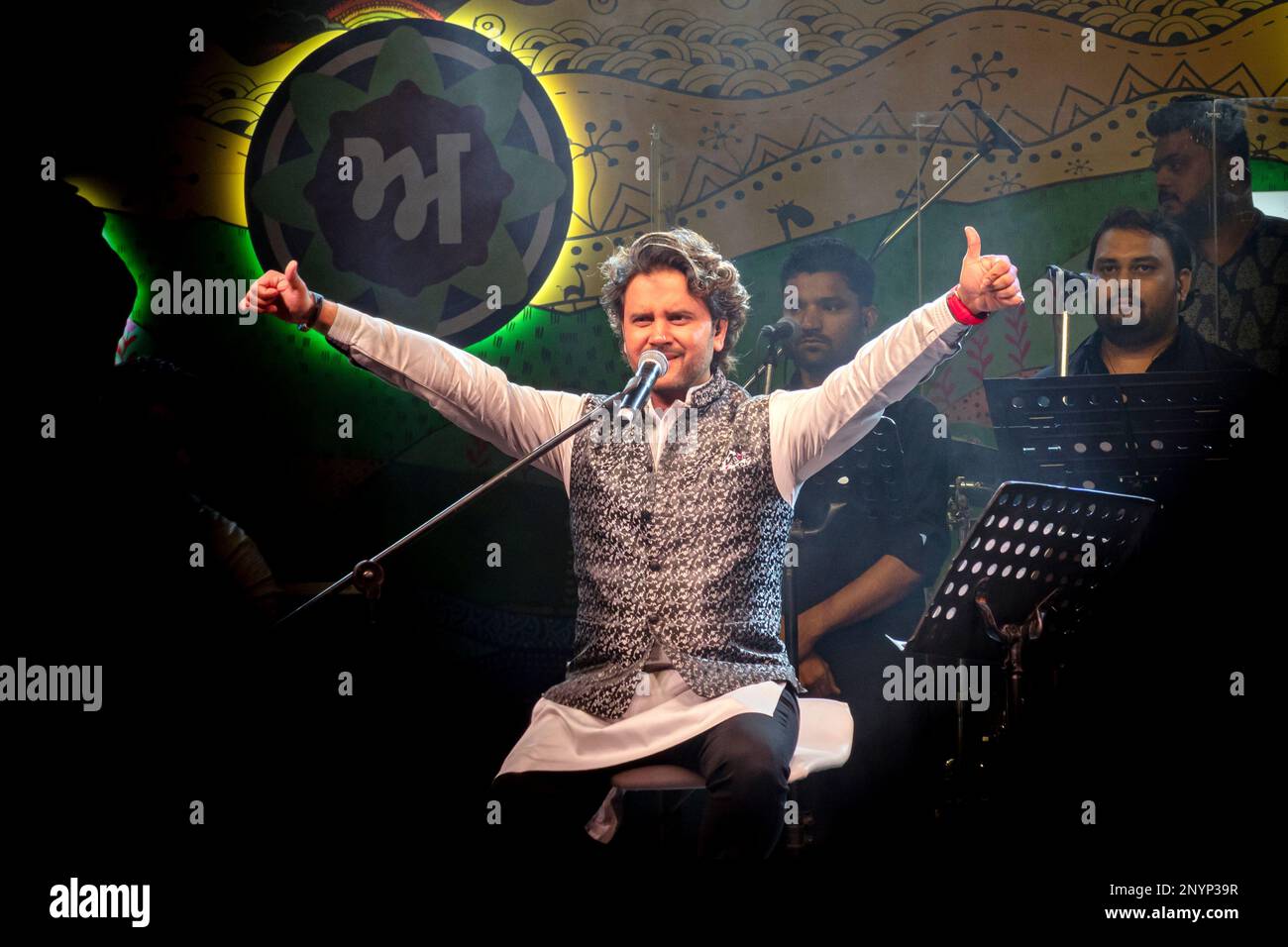 February 25, 2023, New Delhi, Delhi, India: Indian playback singer Javed Ali performing in the ...
