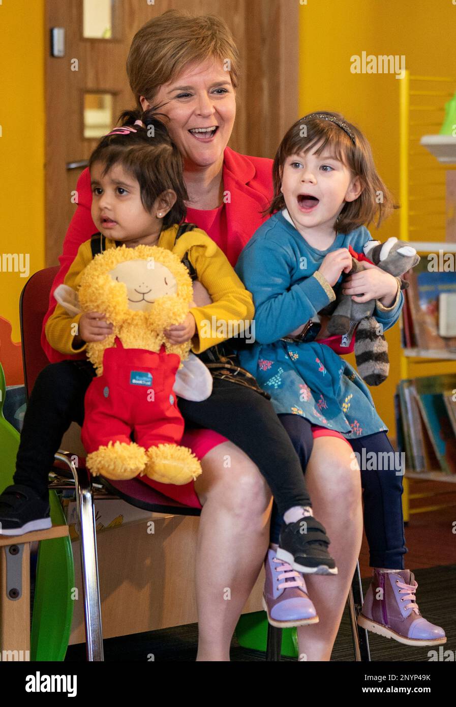 First Minister Nicola Sturgeon with Ayat Hamid (left) and Charlotte ...