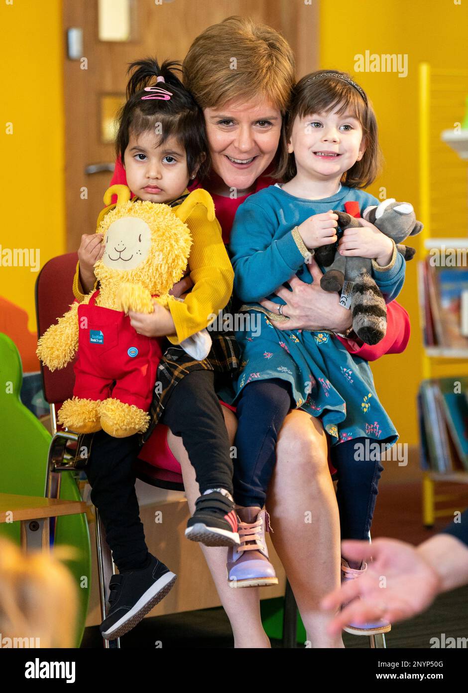 First Minister Nicola Sturgeon with Ayat Hamid (left) and Charlotte ...