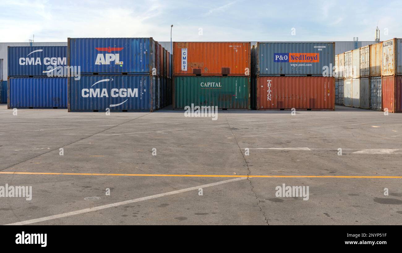 Cargo container yard hi-res stock photography and images - Alamy