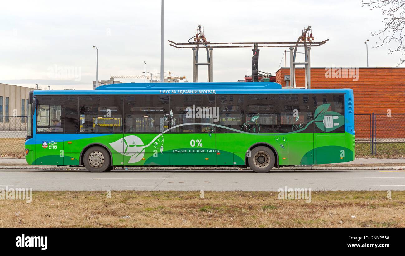 Belgrade, Serbia - February 6, 2017: Charging Electric City Bus Public ...