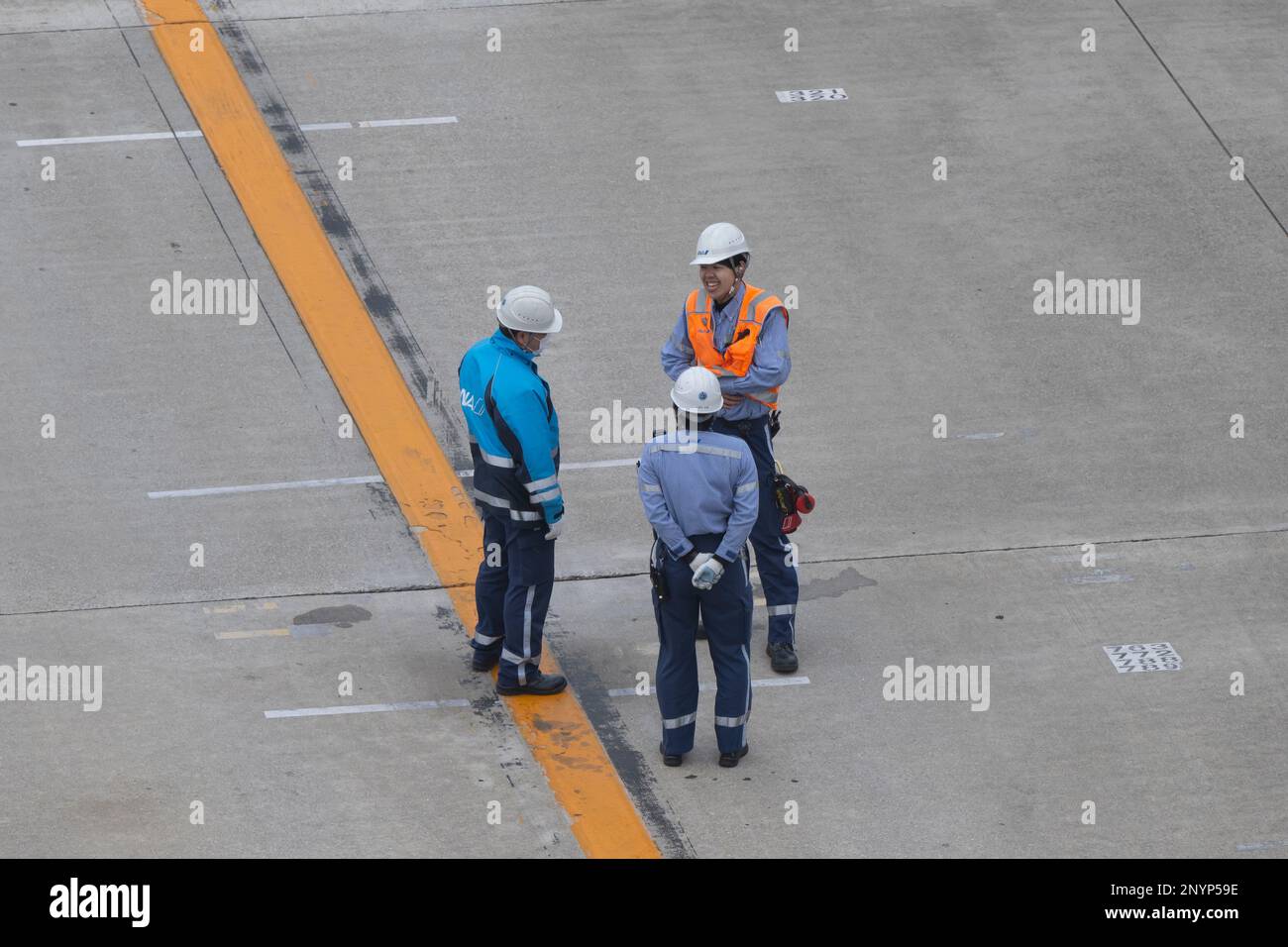 March 2, 2023, Tokyo, Japan: ANA ramp crew members airport workers ...