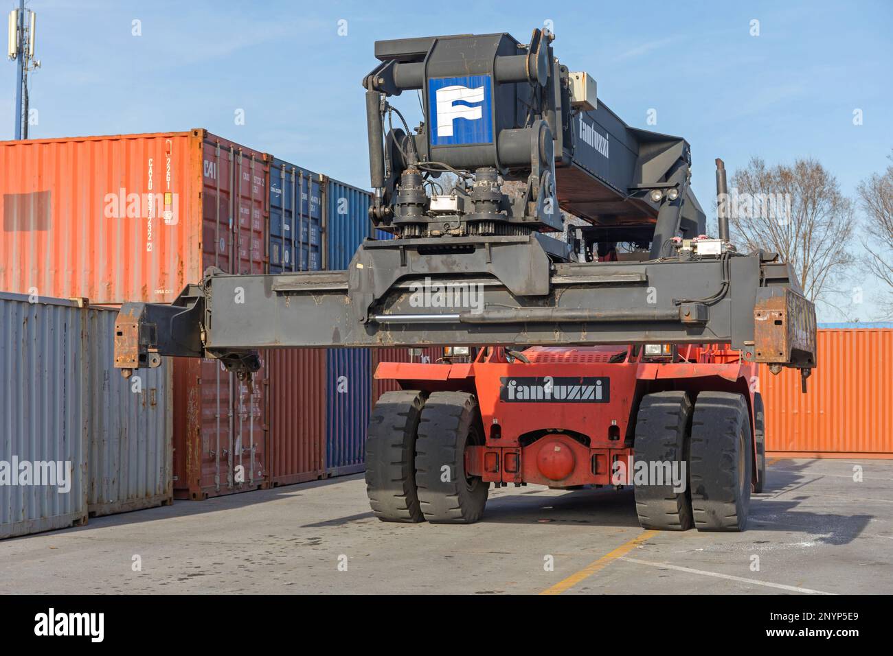 Dobanovci, Serbia - March 3, 2017: Front View Reach Stacker Vehicle at ...