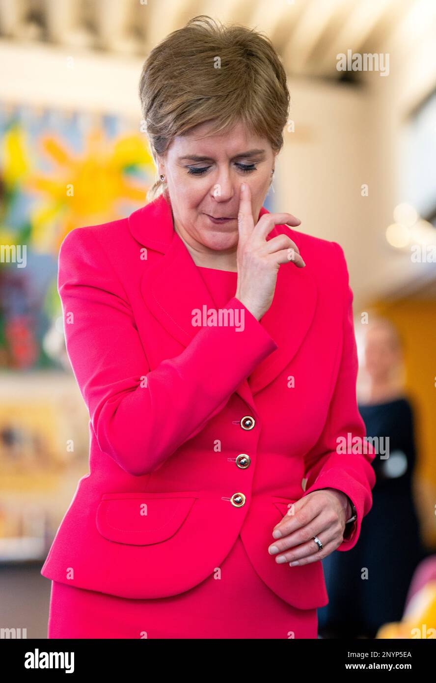 First Minister Nicola Sturgeon during a visit to Wester Hailes Library ...