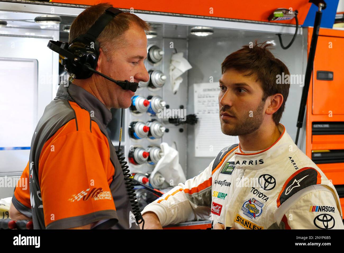Crew chief Scott Graves and Daniel Suarez, Joe Gibbs Racing, ARRIS ...