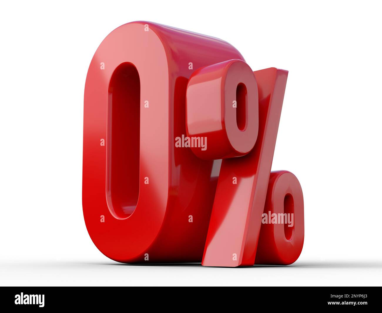 0% 3d illustration. Red zero percent special Offer on white background ...
