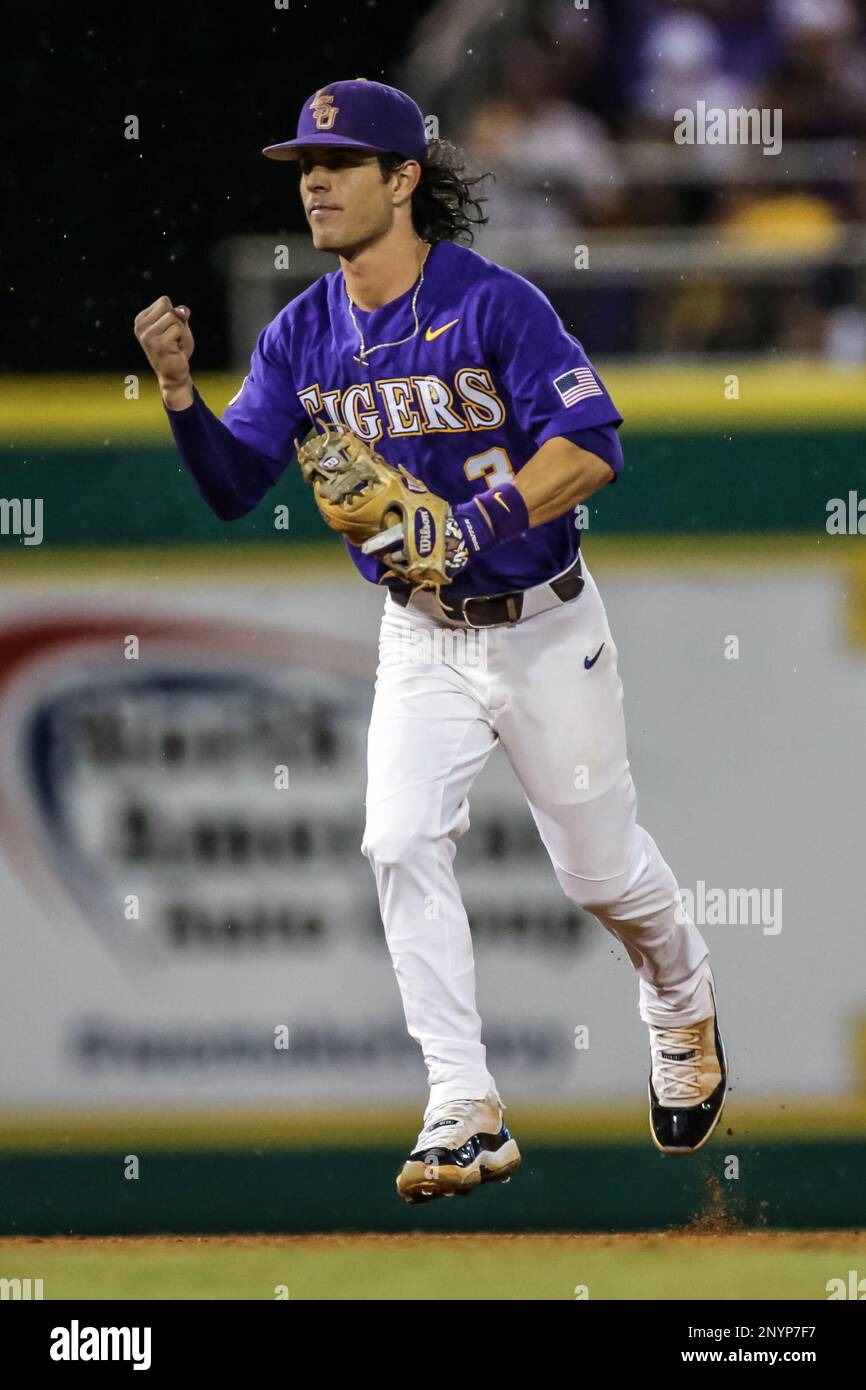 BATON ROUGE, LA - JUNE 11: LSU infielder Kramer Robertson (3) shows ...