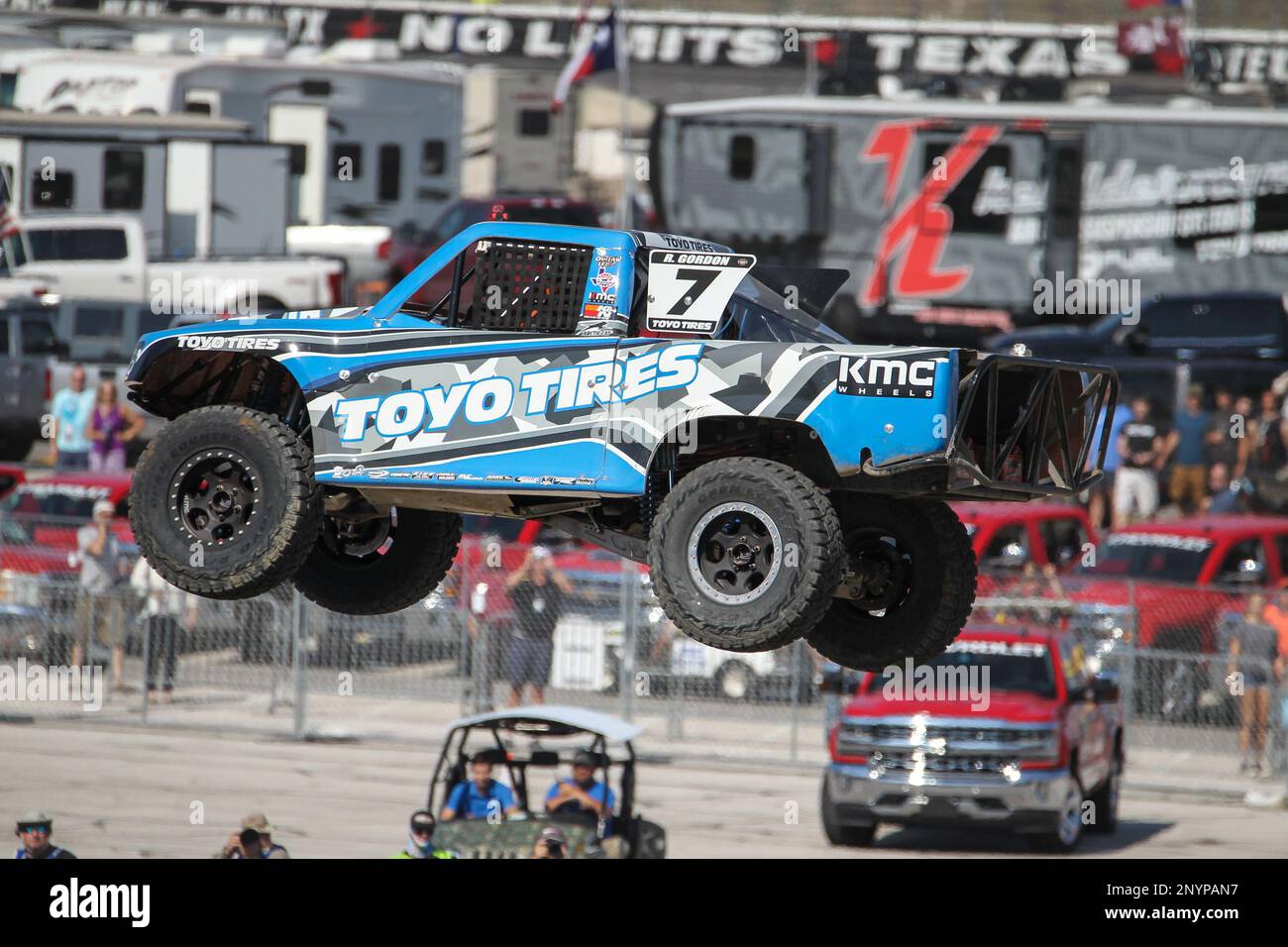 FORT WORTH, TX - JUNE 10: Robby Gordon (7) gets airborne during the ...