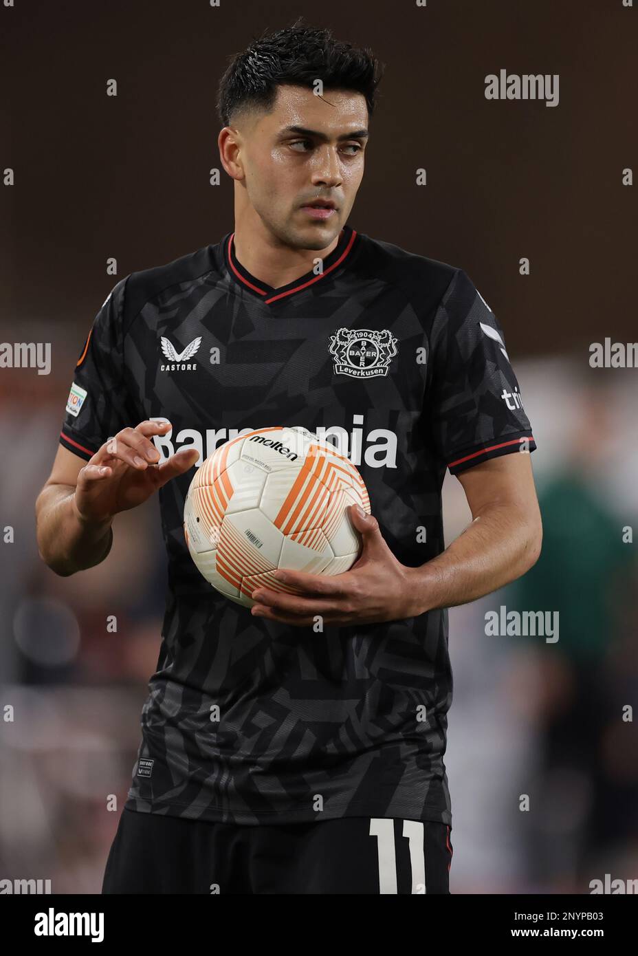 Monaco, Monaco, 23rd February 2023. Nadiem Amiri of Bayer Leverkusen ...