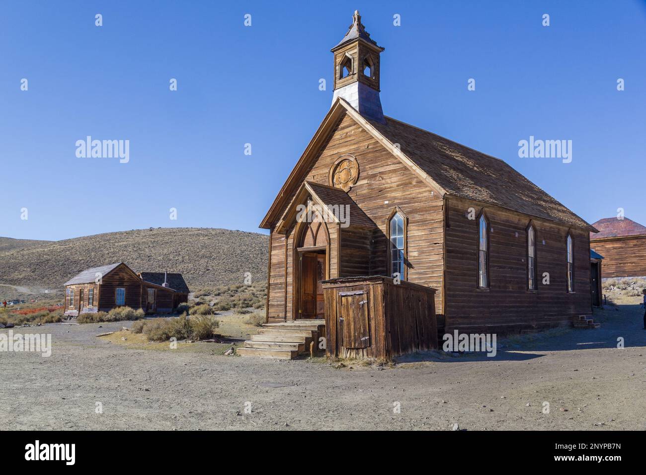 Ghost town of bodie and church in wood Stock Photo - Alamy