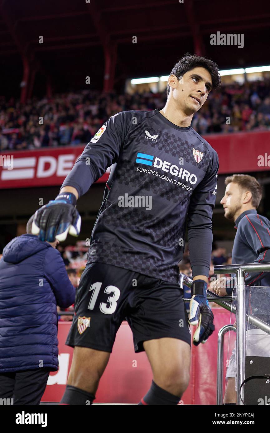 Seville, Spain. 26th, February 2023. Goalkeeper Bono (13) of Sevilla FC ...