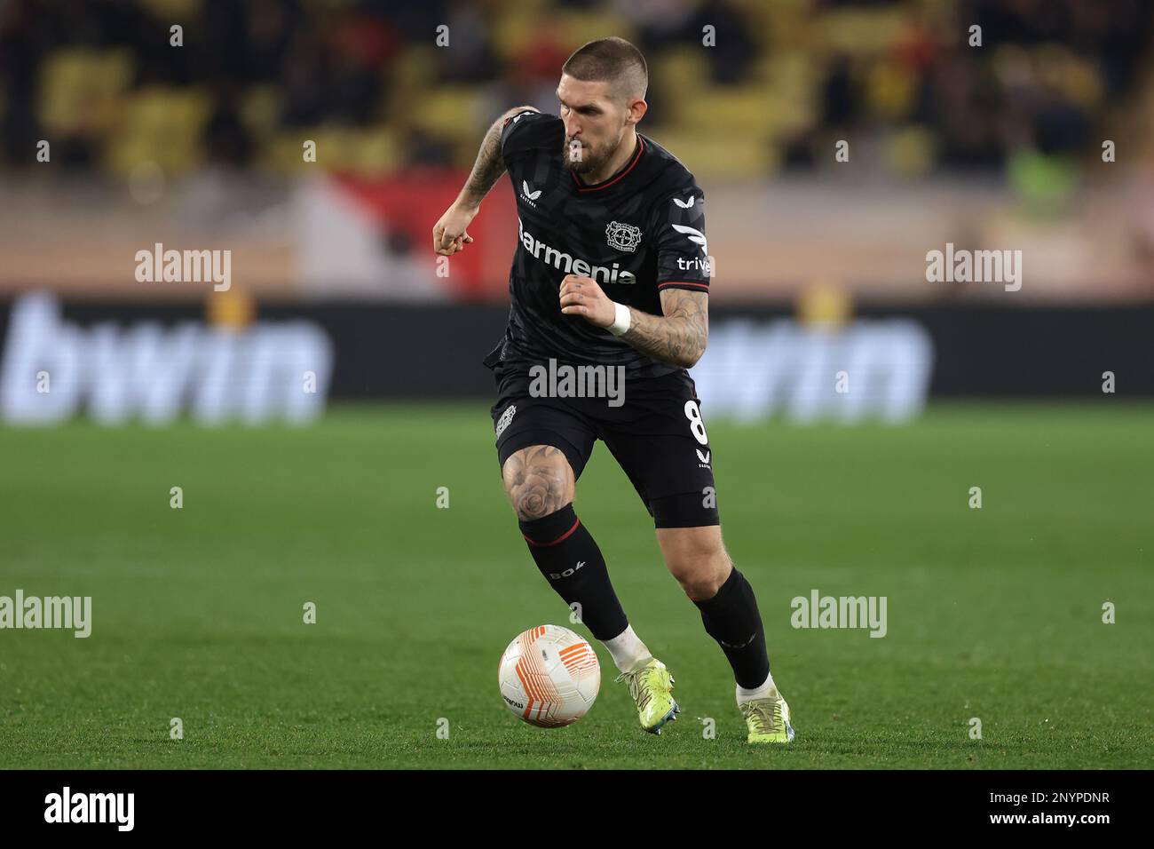 Monaco, Monaco, 23rd February 2023. Robert Andrich of Bayer Leverkusen ...