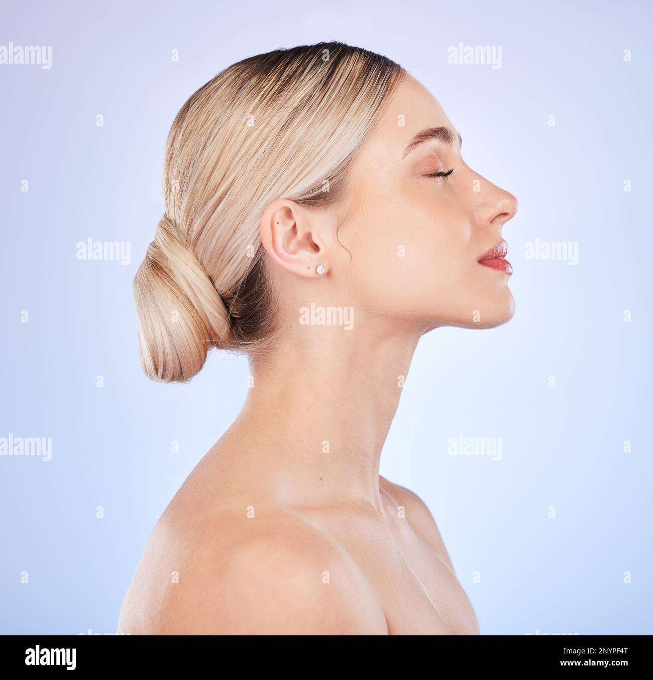 Beauty, face profile and skincare with woman, natural cosmetics with ...