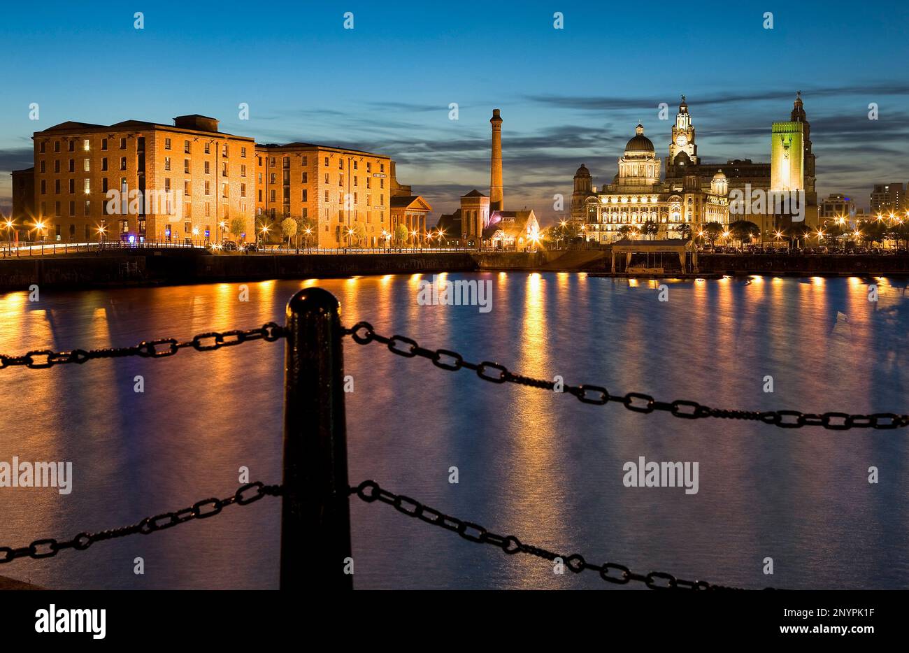 Salthouse Dock. To the right the three graces of Pier Head (the Royal ...