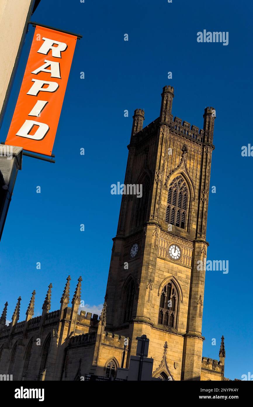 Belltower of San Lucas's church.Liverpool. England. UK Stock Photo - Alamy