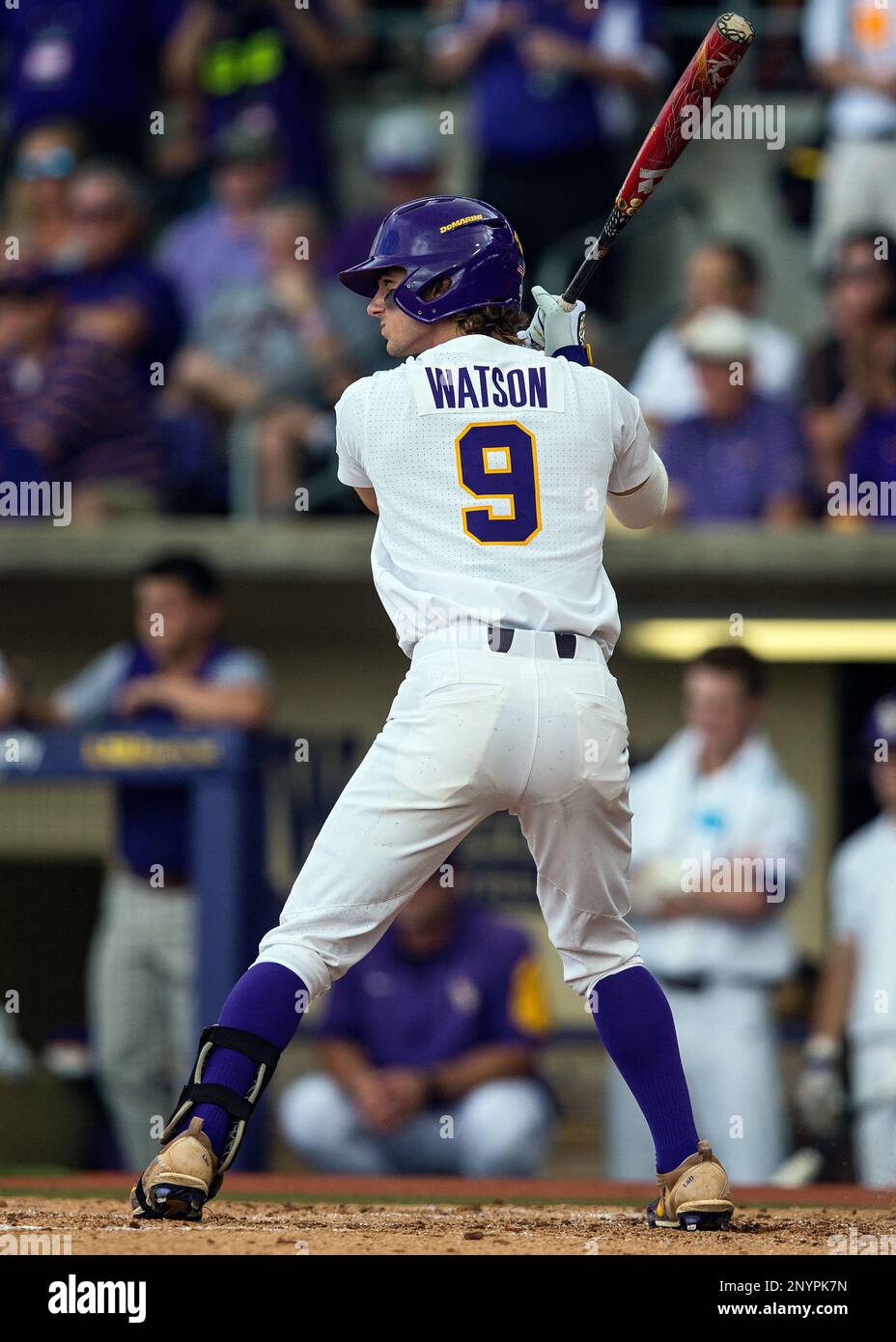 BATON ROUGE, LA - JUNE 02: LSU Tigers infielder Zach Watson (9) bats ...