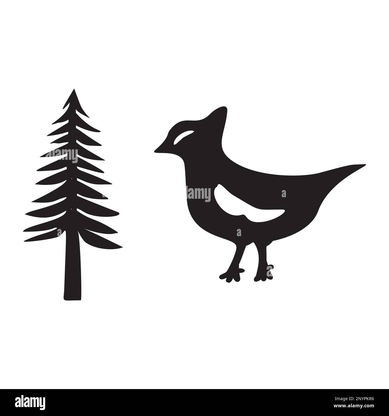 Set of bird and botanical vector motif. Collection of garden wildlife ...