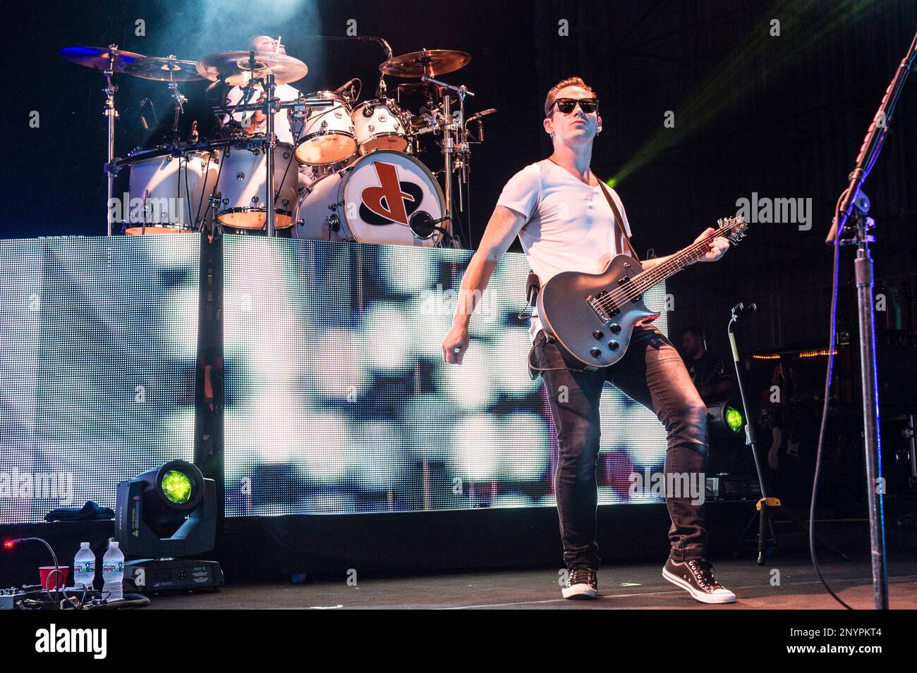 Josh Steely of Daughtry performs at Riverbend Music Center on July 1 ...