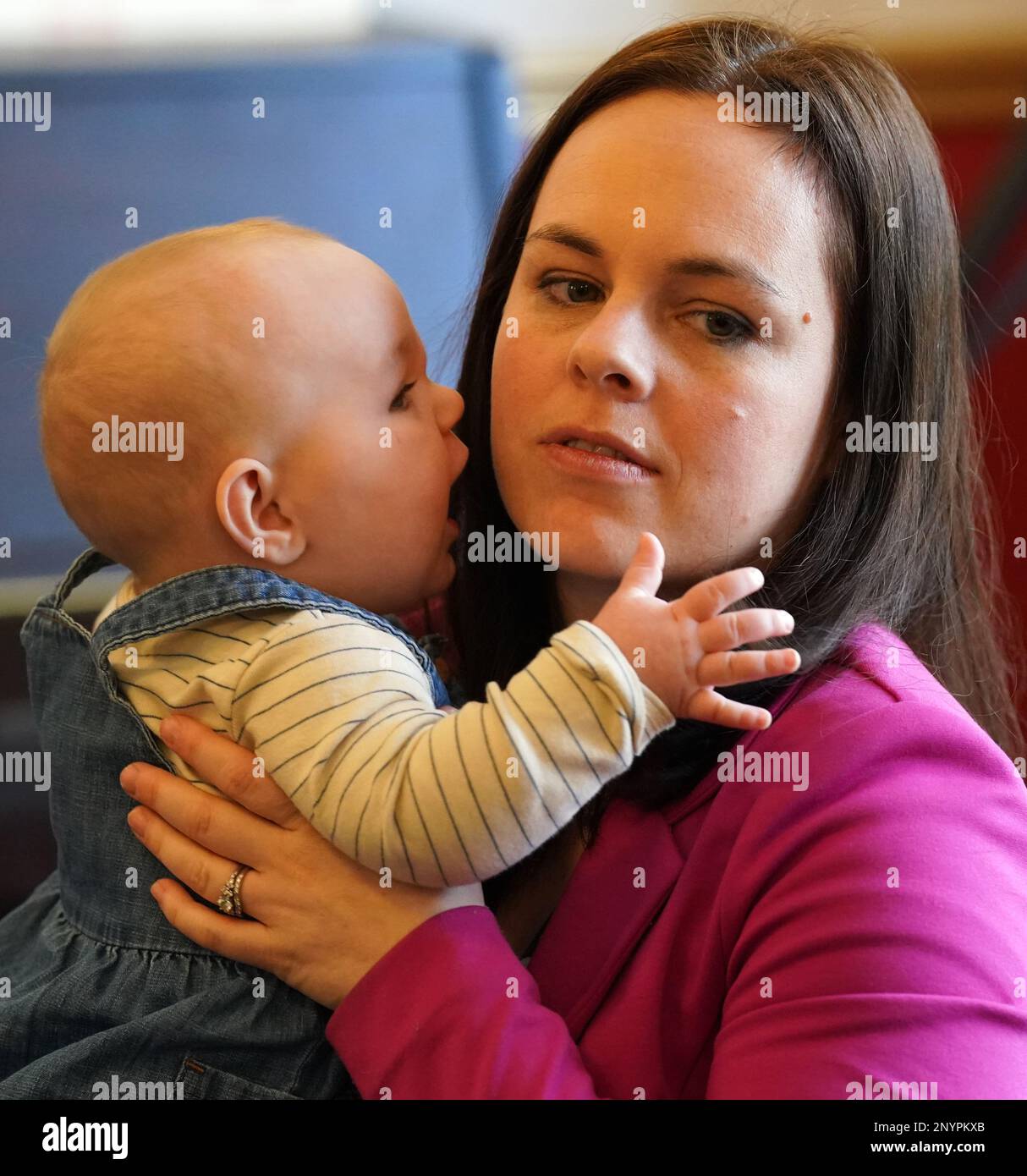 SNP leadership candidate Kate Forbes with her daughter Naomi during a ...
