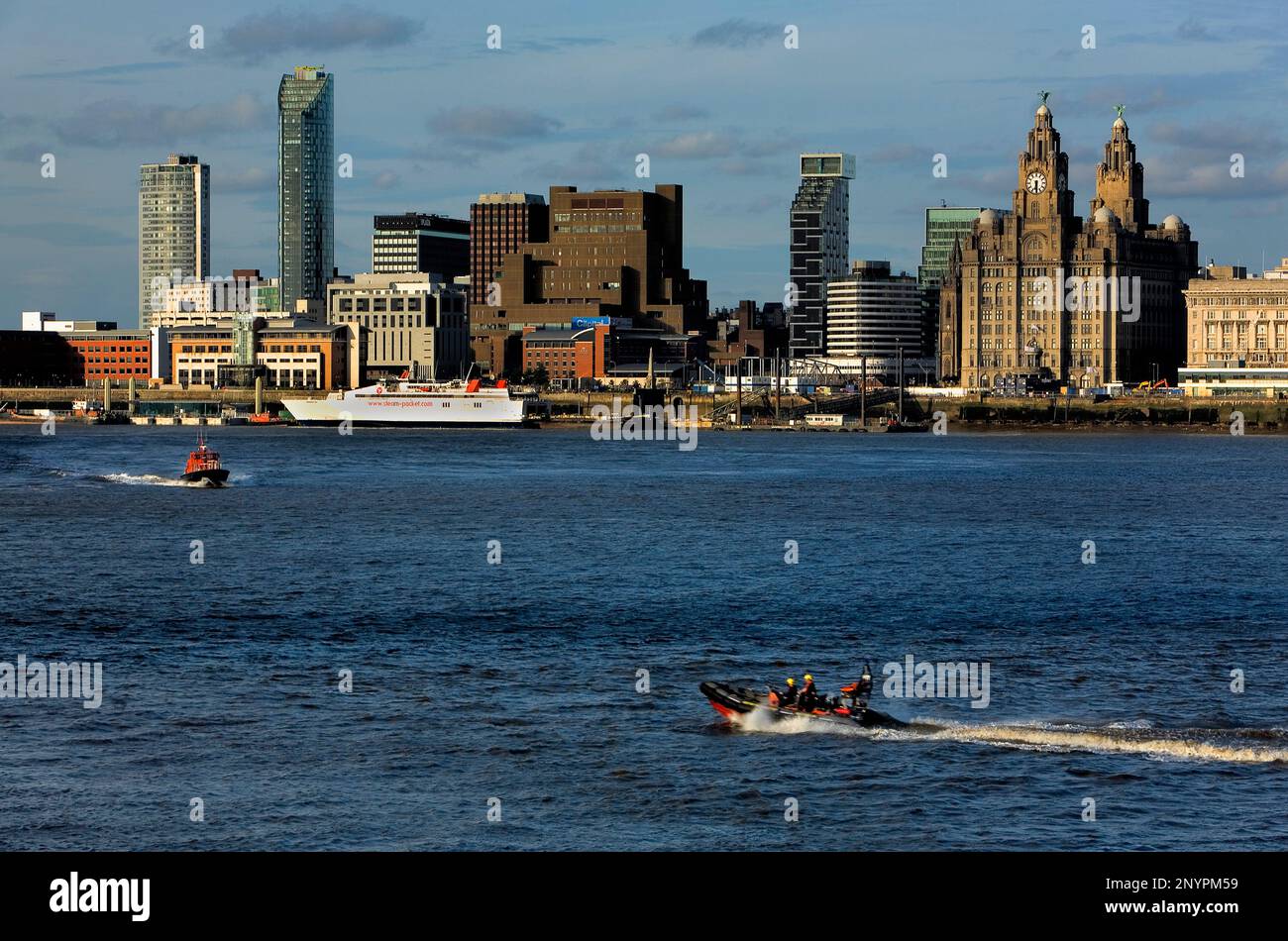 Skyline of the City, as seen from Mersey river.Liverpool. England. UK ...