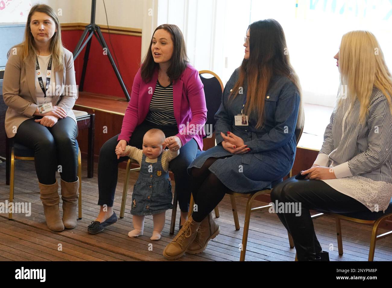 SNP leadership candidate Kate Forbes with her daughter Naomi during a ...