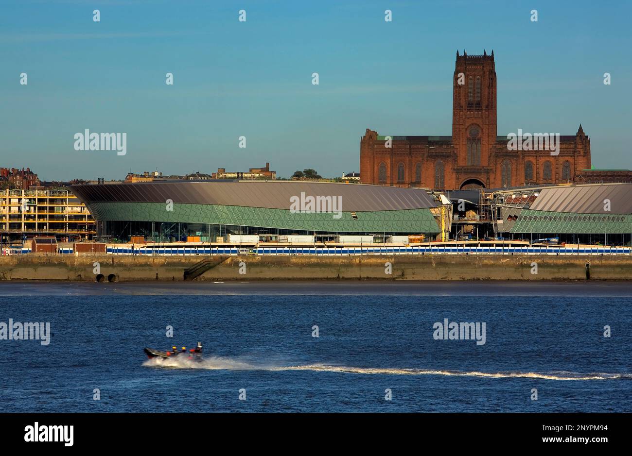Skyline of the City, as seen from Mersey river. Liverpool Anglican ...