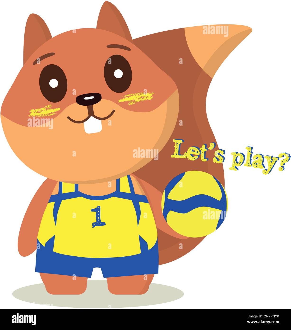 Squirrel with a volleyball ball. Vector graphics on the theme of sports ...