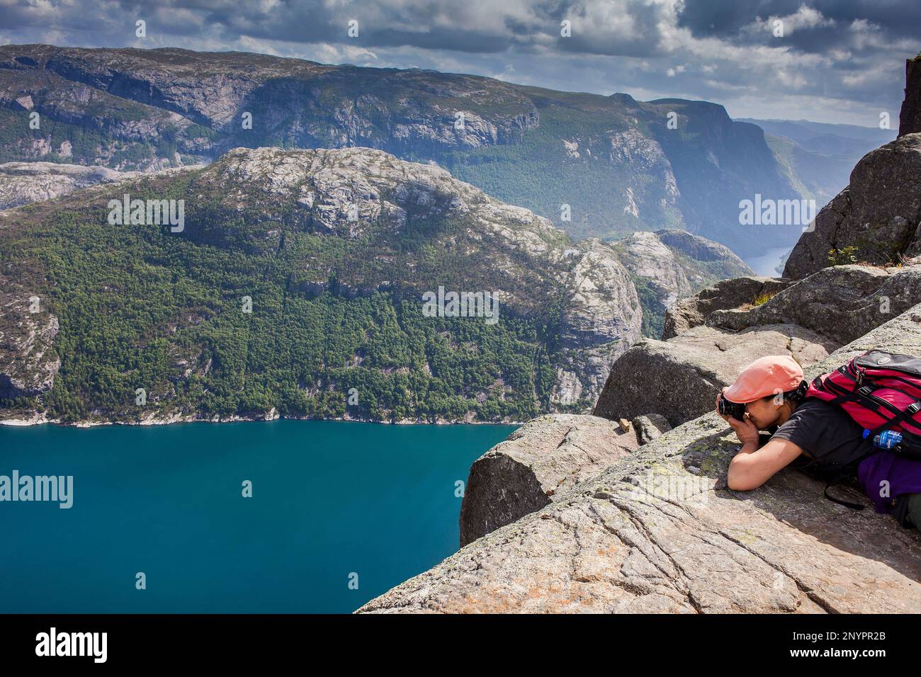 Trek to Preikestolen, near Preikestolen, Pulpit Rock, 600 meters over ...