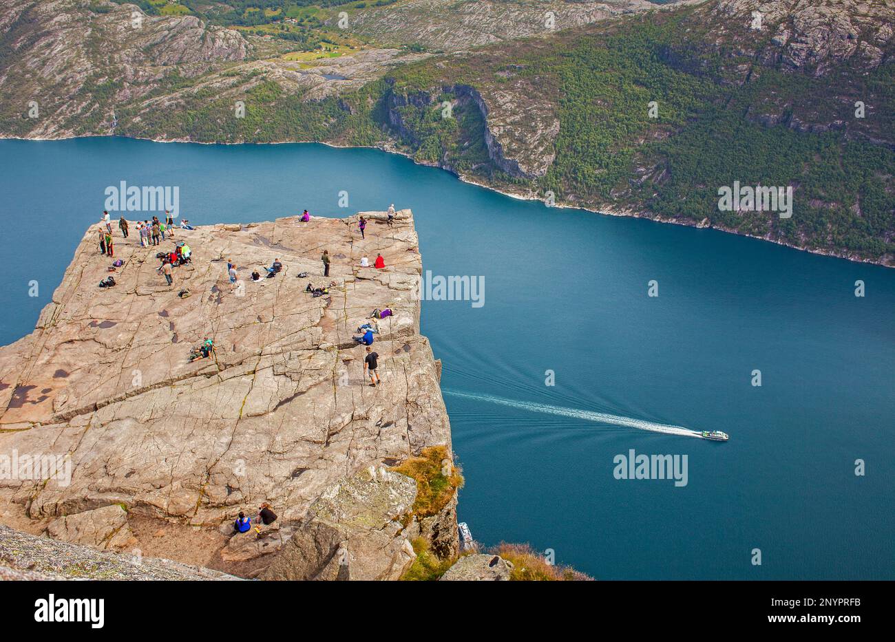 Preikestolen, Pulpit Rock, 600 meters over LyseFjord, Lyse Fjord, in ...