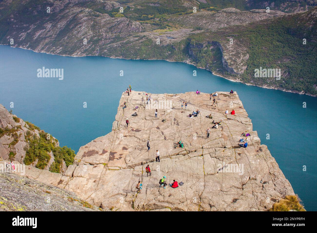 Preikestolen, Pulpit Rock, 600 meters over LyseFjord, Lyse Fjord, in ...