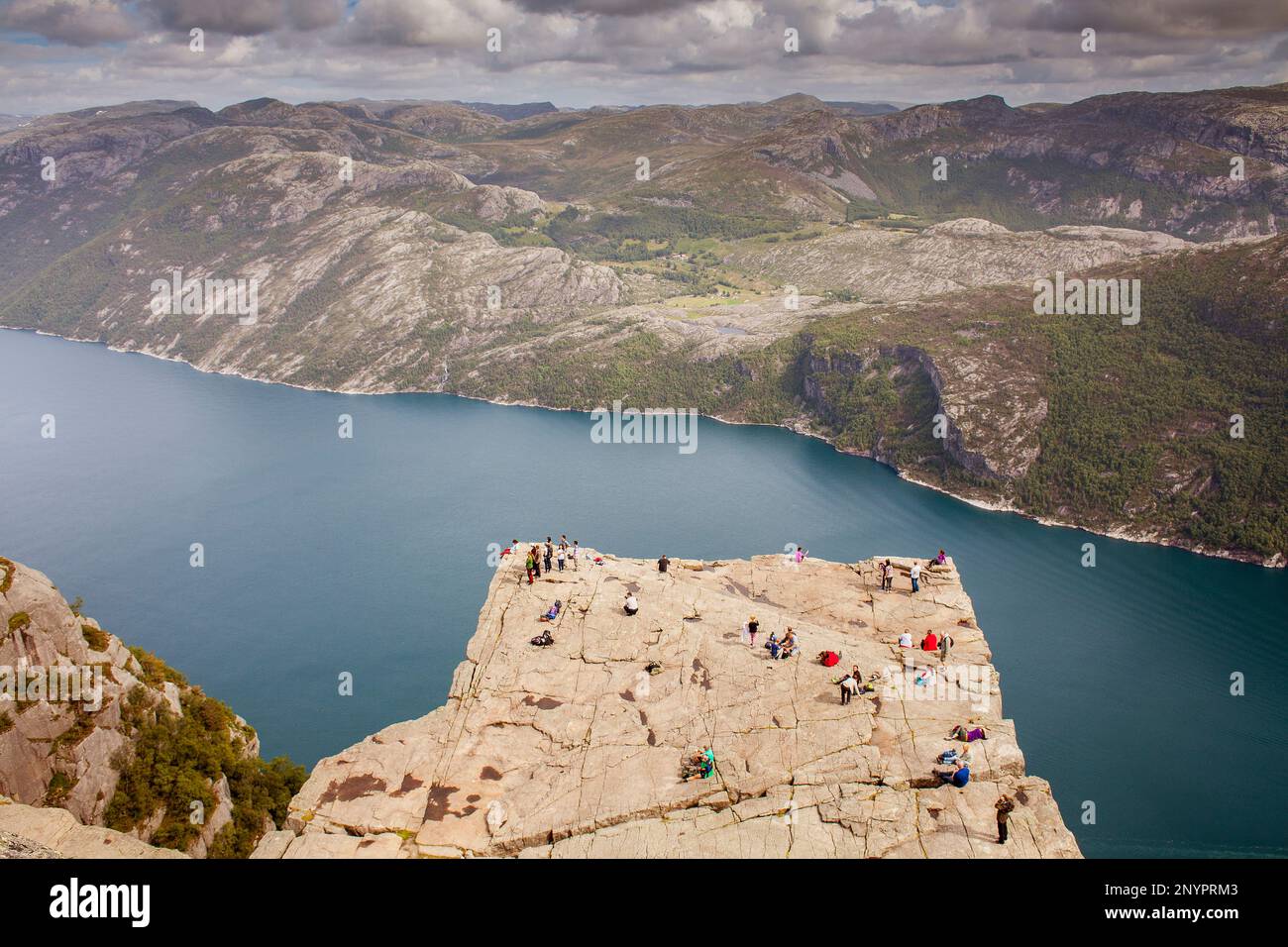 Preikestolen, Pulpit Rock, 600 meters over LyseFjord, Lyse Fjord, in ...