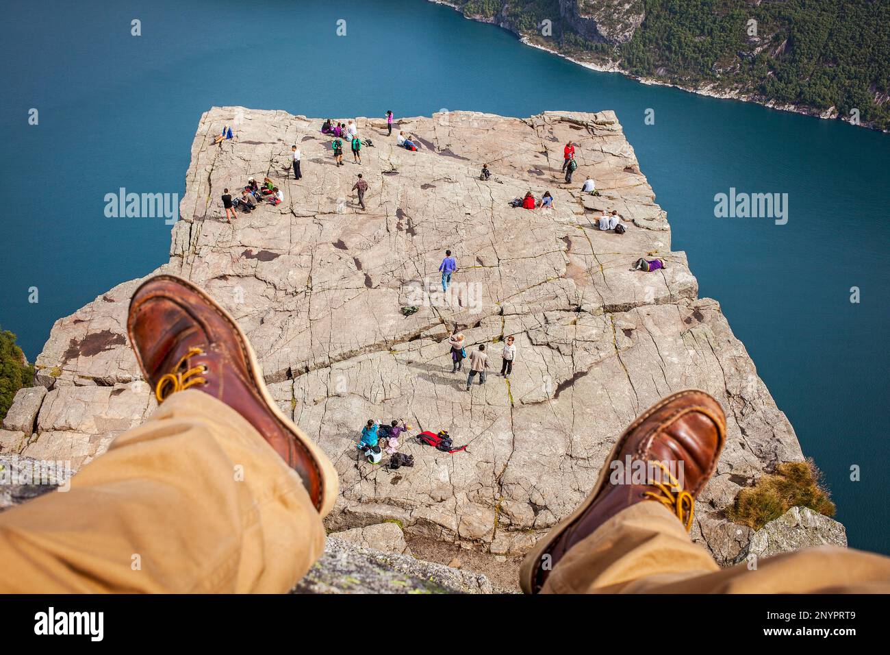 Preikestolen, Pulpit Rock, 600 meters over LyseFjord, Lyse Fjord, in ...