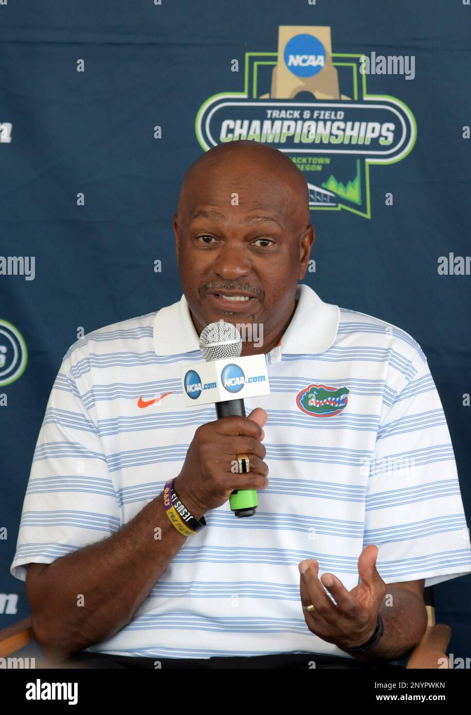Florida Gators coach Mike Holloway reacts during a press conference ...