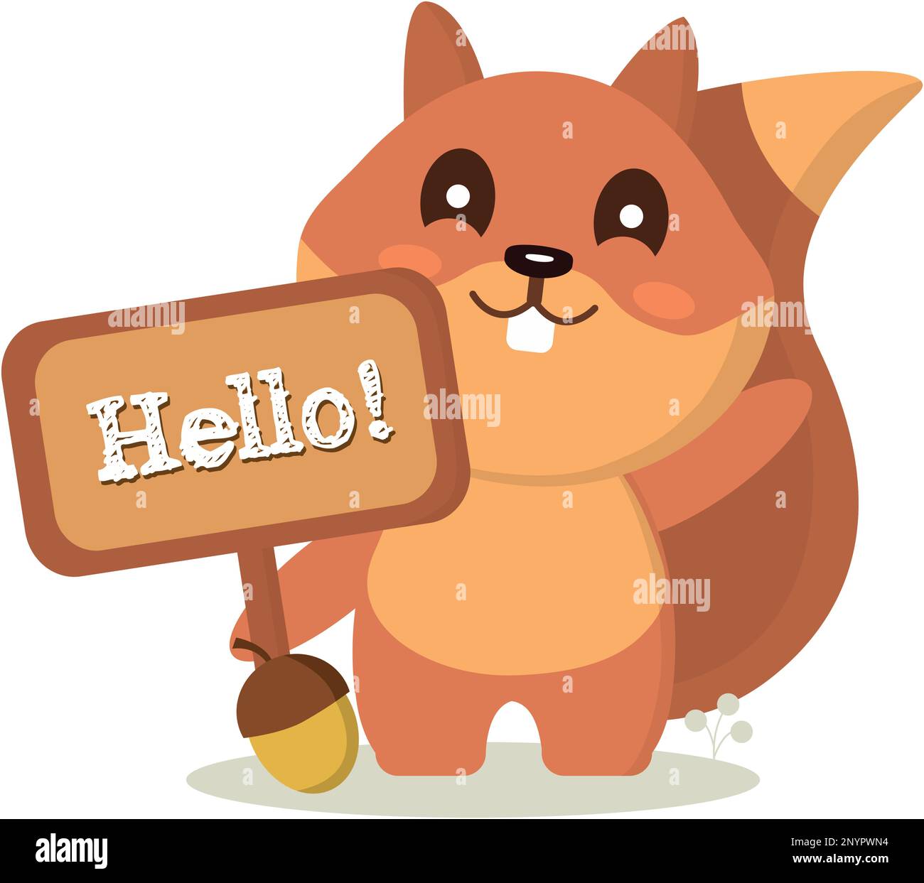 Squirrel with a sign Hello. Vector graphics on the topic of ...