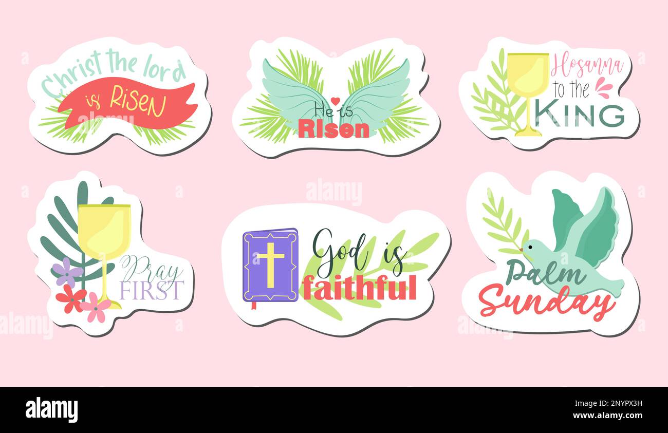 set of religious stickers.Christianity. Palm sunday.Christian stickers ...