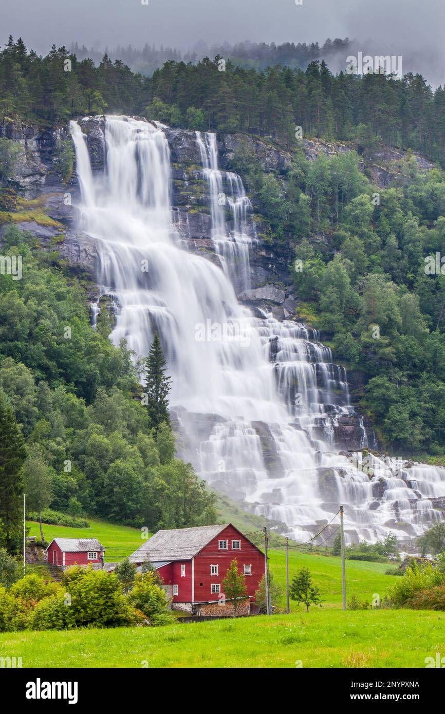 Waterfall in Tvindefossen, More and Romsdal, Norway Stock Photo - Alamy