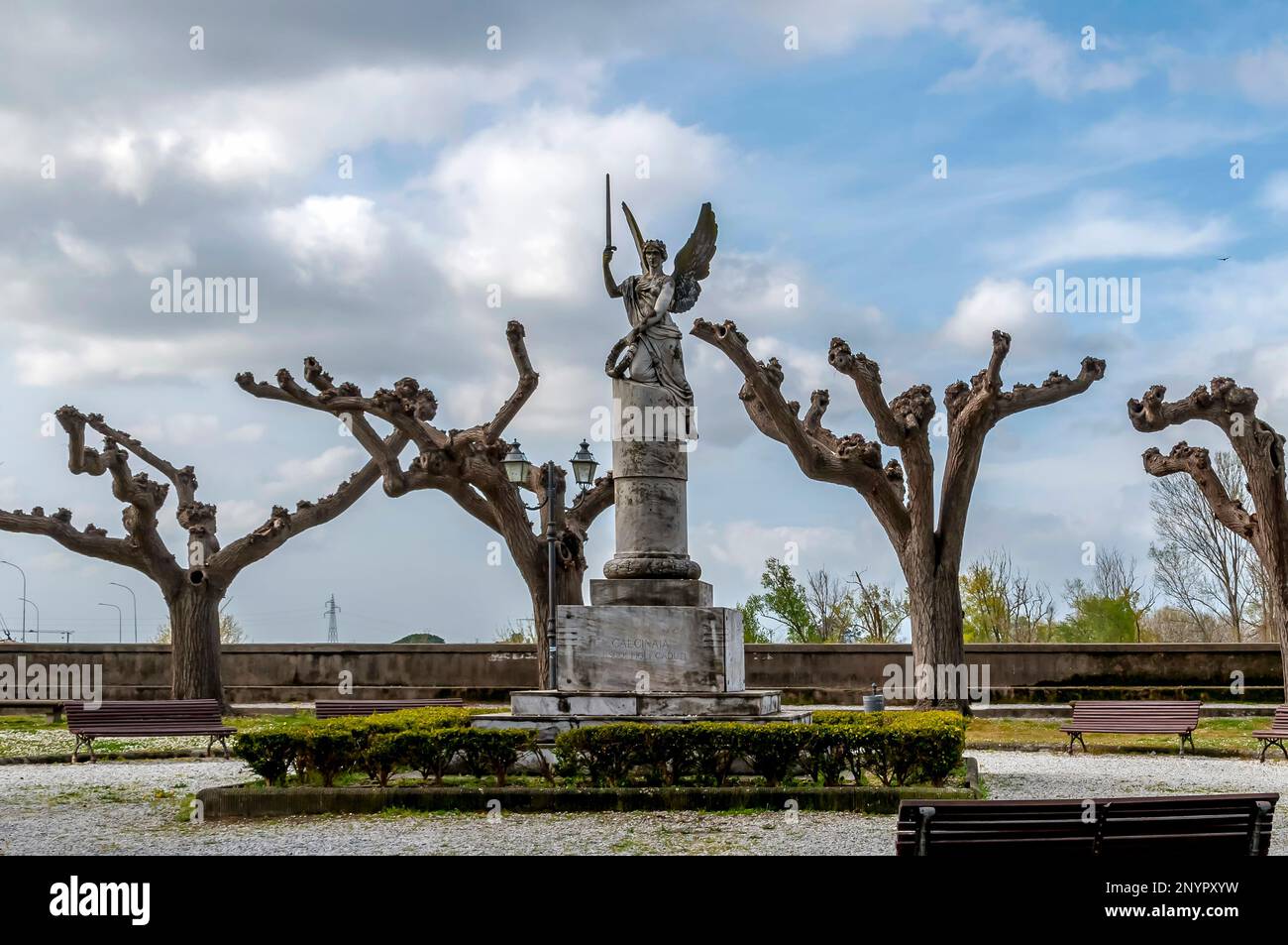 The ancient war memorial in the historic center of Calcinaia, Pisa ...