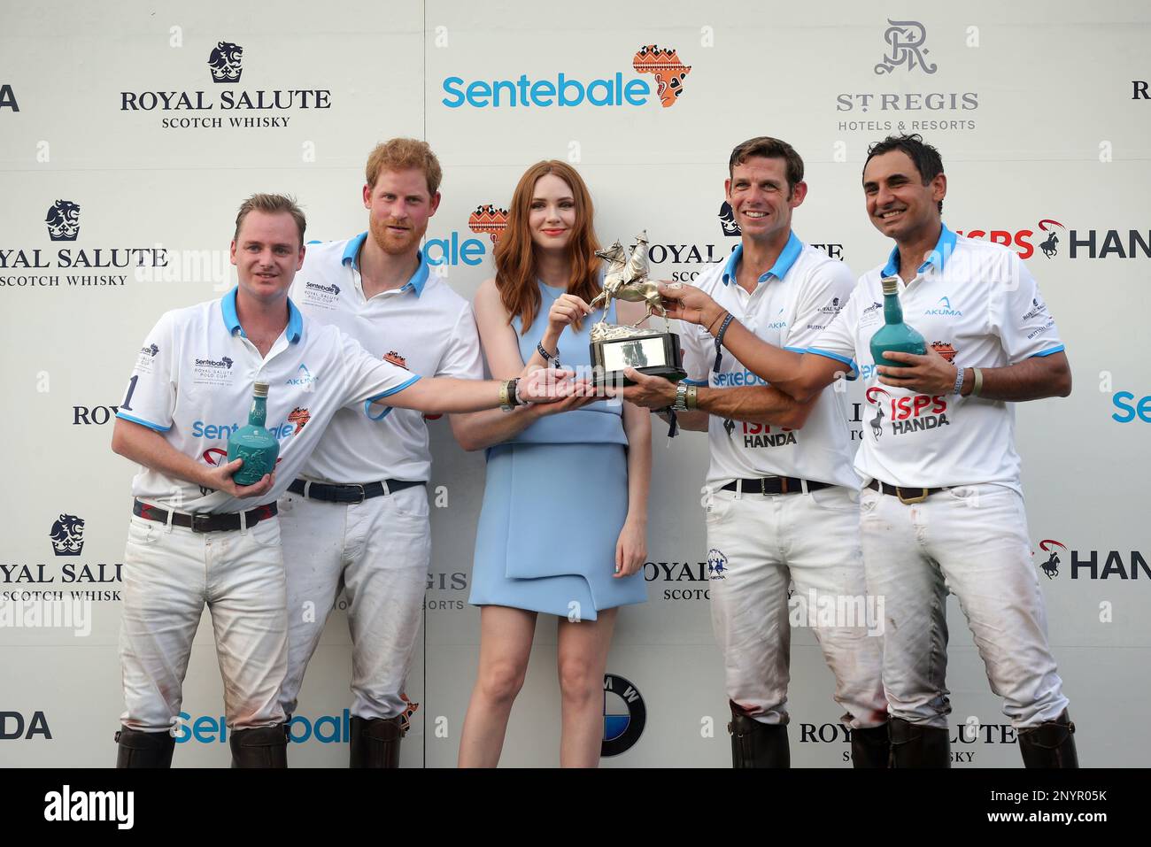 (left to right) Alexander de Lisle; Prince Harry;Actress Karen Gillan; Malcolm Borwick; Satinda ...