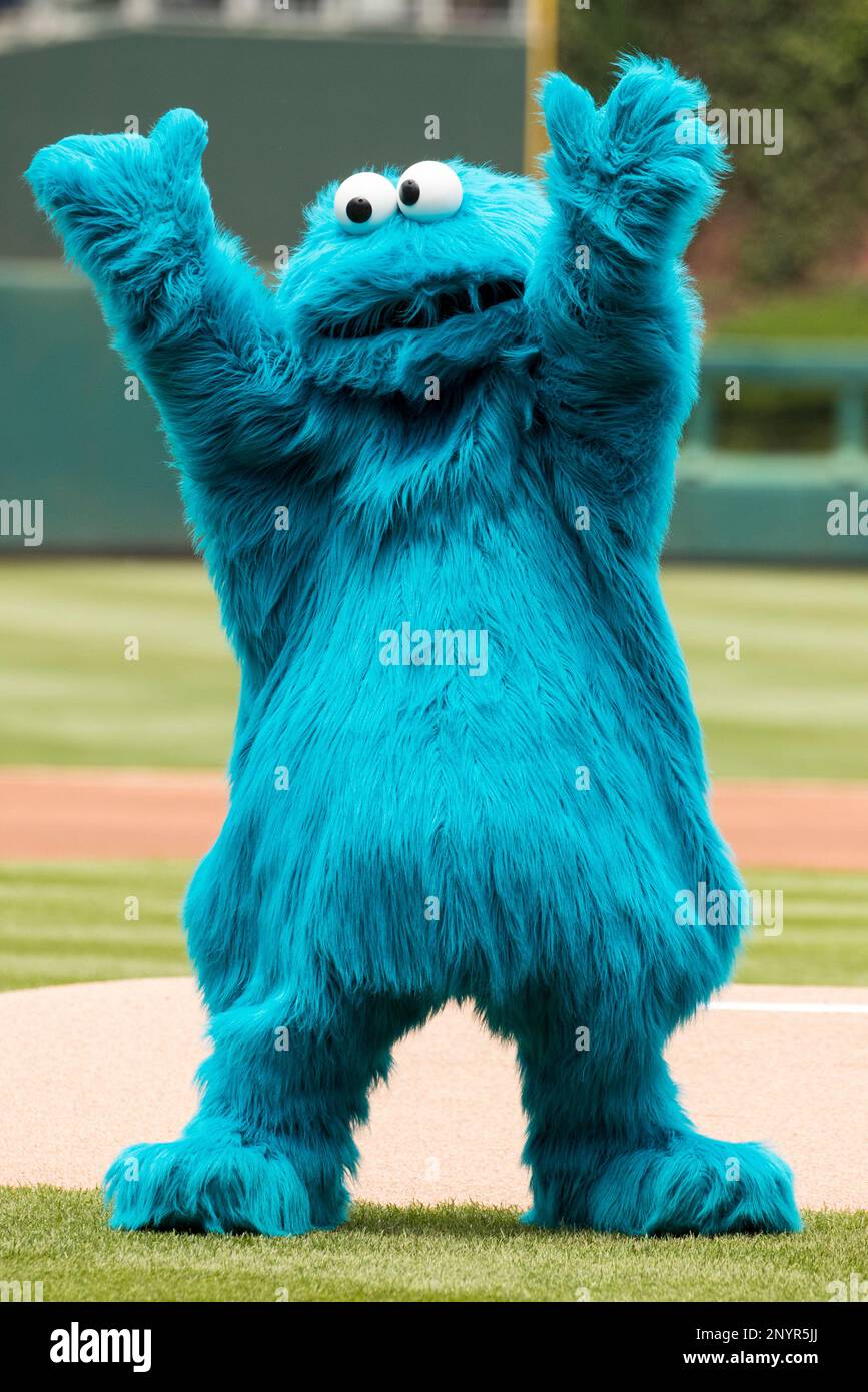 June 4, 2017: Sesame Street's Cookie Monster reacts prior to the MLB ...