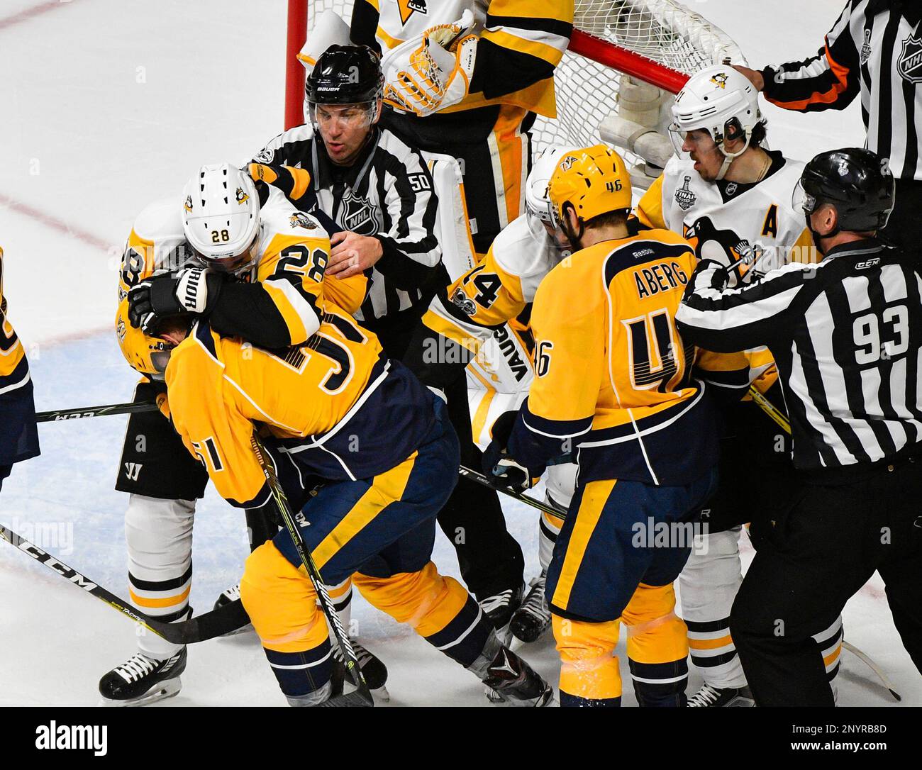 June 3, 2017; Nashville TN, USA linesman Scott Cherrey (50) has to ...