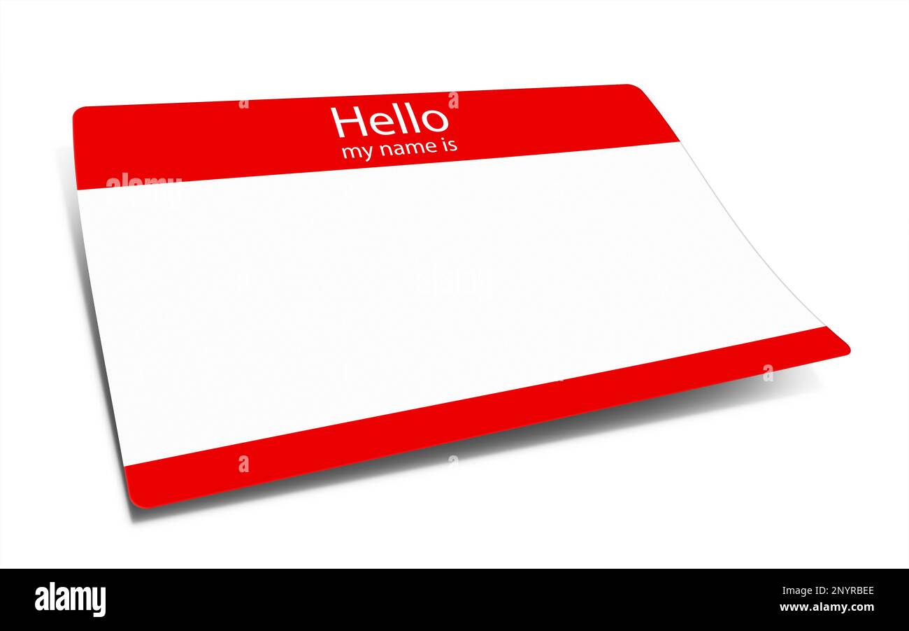 Card with text Hello my name is on white background, illustration ...