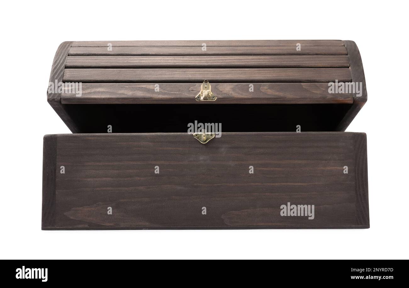 Old wooden treasure chest isolated on white Stock Photo - Alamy