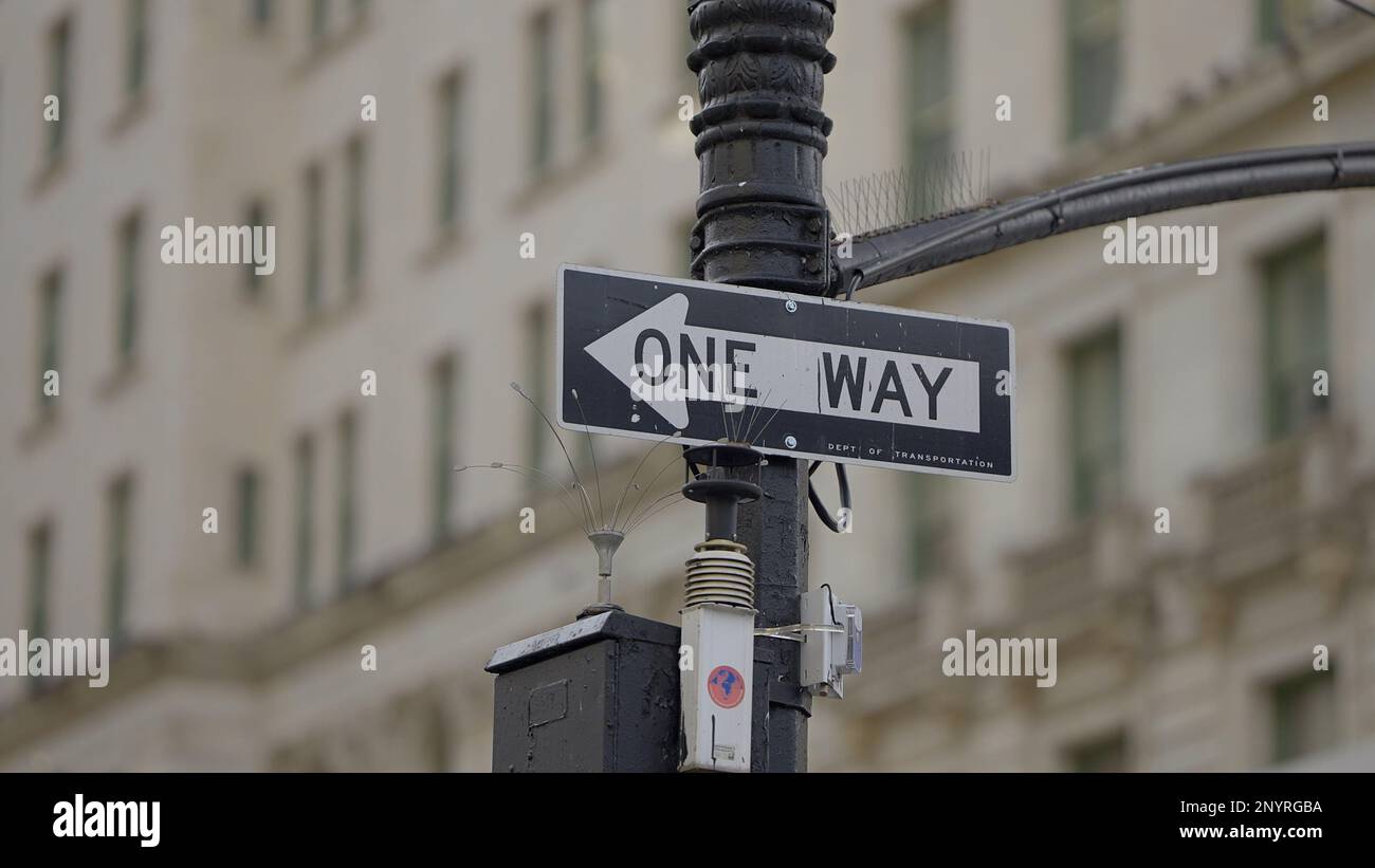 One Way sign in New York - street photography Stock Photo - Alamy