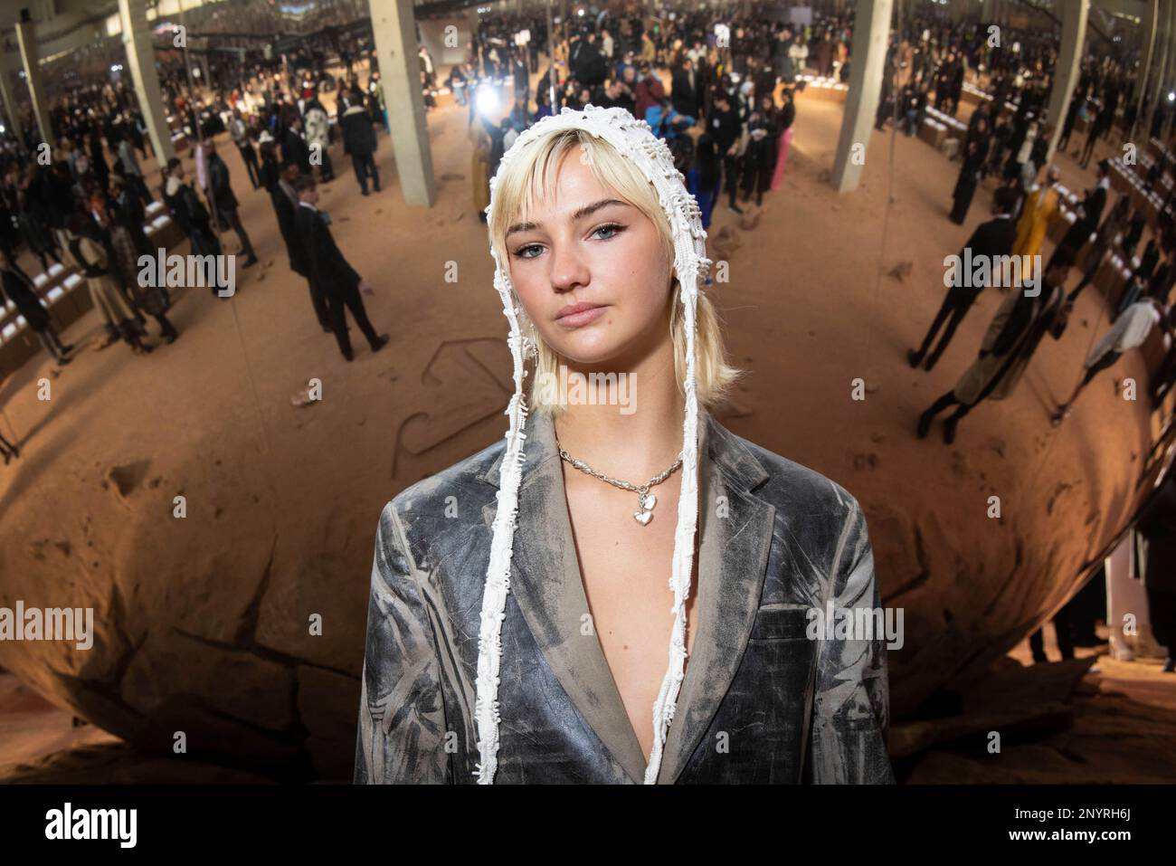 Mia Regan poses before the Off-White Fall/Winter 2023-2024 ready-to ...