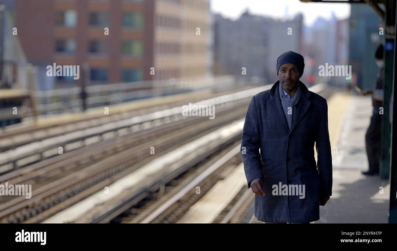 Open air subway train station in New York - street photography Stock ...