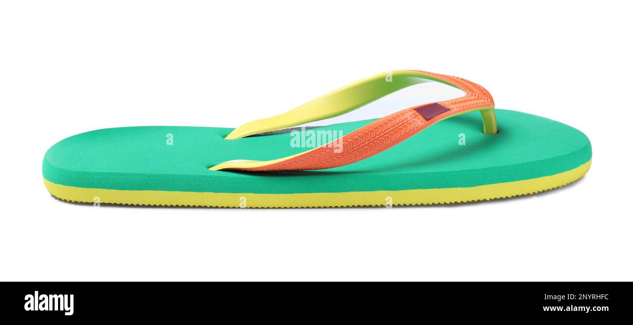 Single bright flip flop isolated on white Stock Photo - Alamy