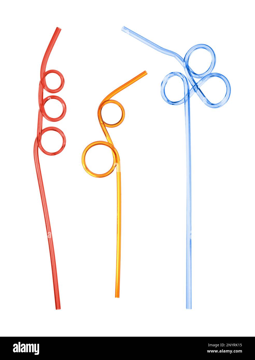 Set with different straws for drinks on white background Stock Photo ...