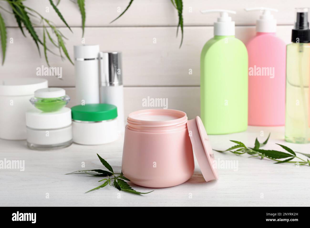 Cannabis hemp cosmetics face hi-res stock photography and images - Alamy