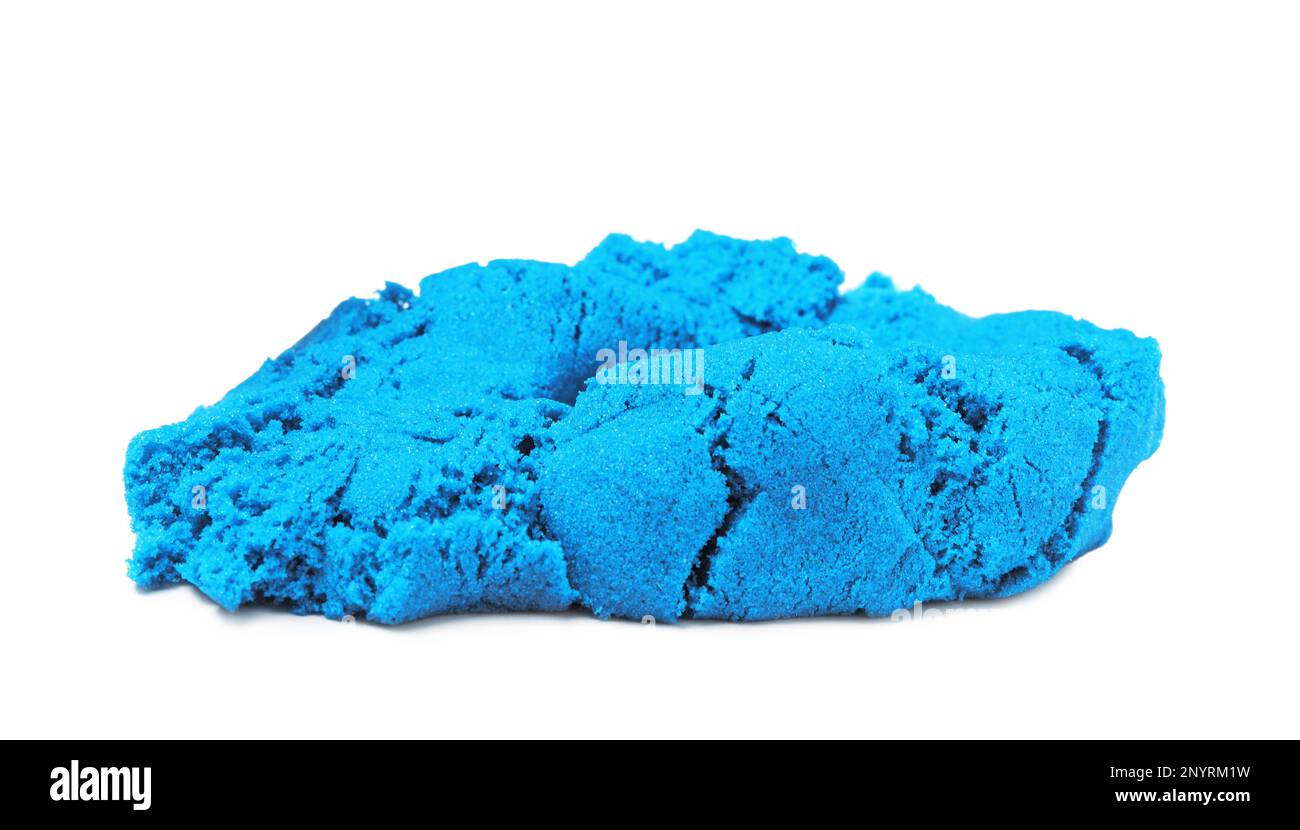 Pile of blue kinetic sand on white background Stock Photo - Alamy